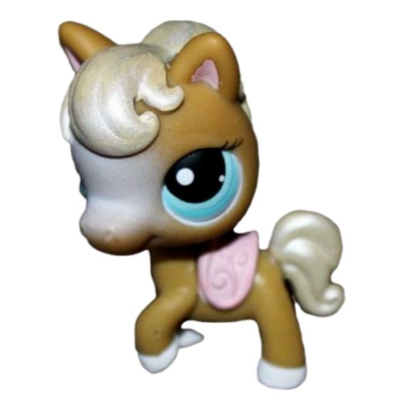 Hasbro | Toys | Littlest Pet Shop Pearly Mane Tan Ivory Horse 24 Blue ...